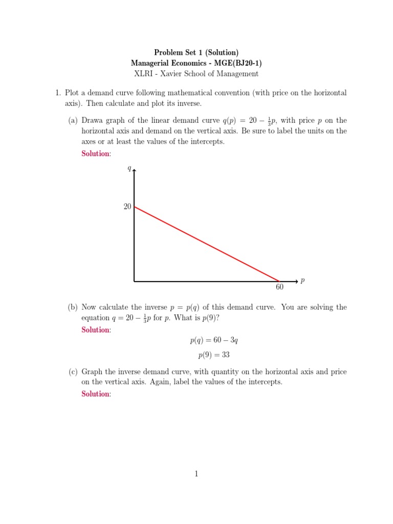 Problem Set 1 - Solution | PDF | Demand | Demand Curve