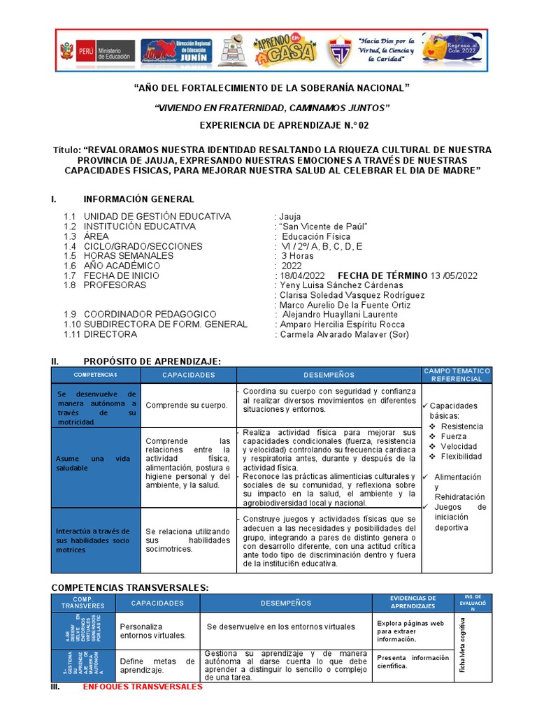 Ii Experiencia de Aprendizaje Segundo | PDF | Aprendizaje | Evaluación