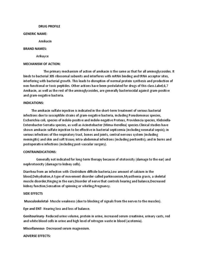 Amikacin Drug Profile | PDF | Pharmacology | Medical Treatments