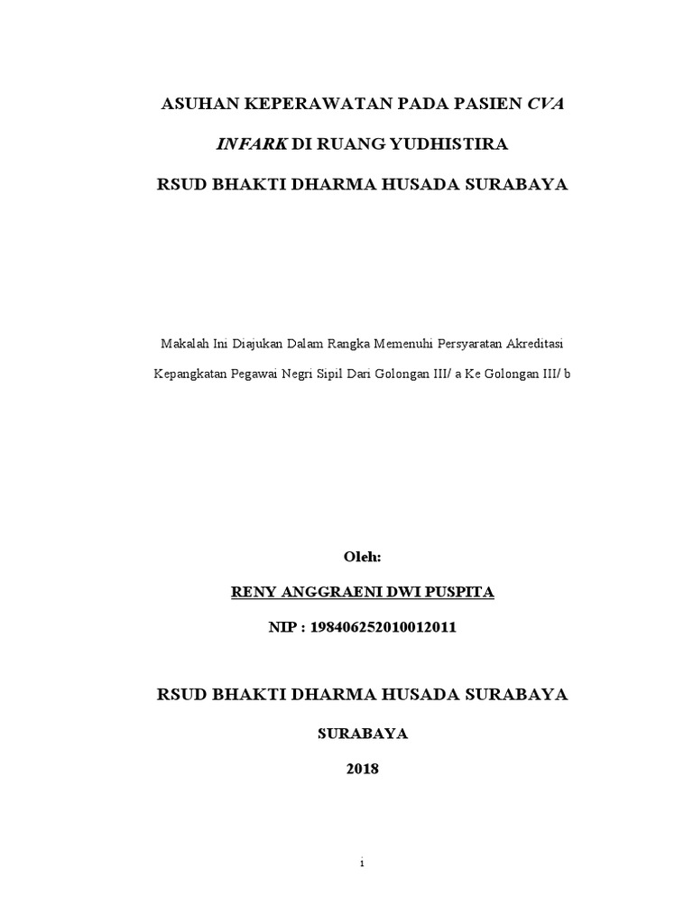 Revisi Asuhan Keperawatan Pada Pasien Cva Infark Di Ruang Yudhistira | PDF