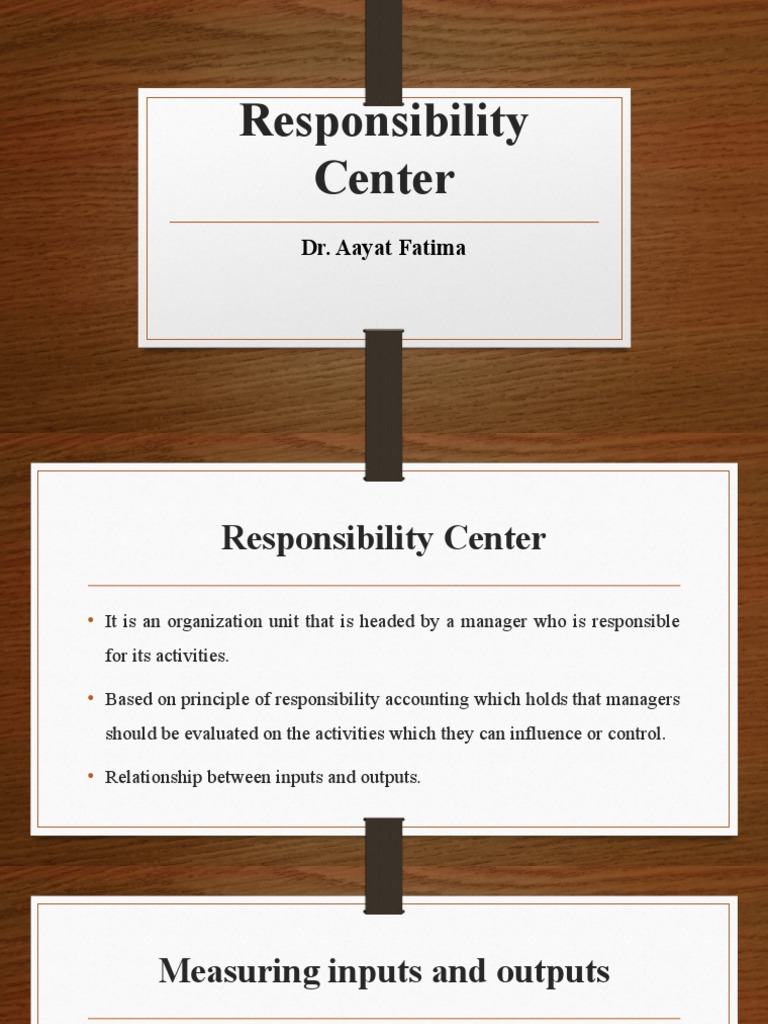 Understanding Responsibility Centers | PDF | Output (Economics) | Cost