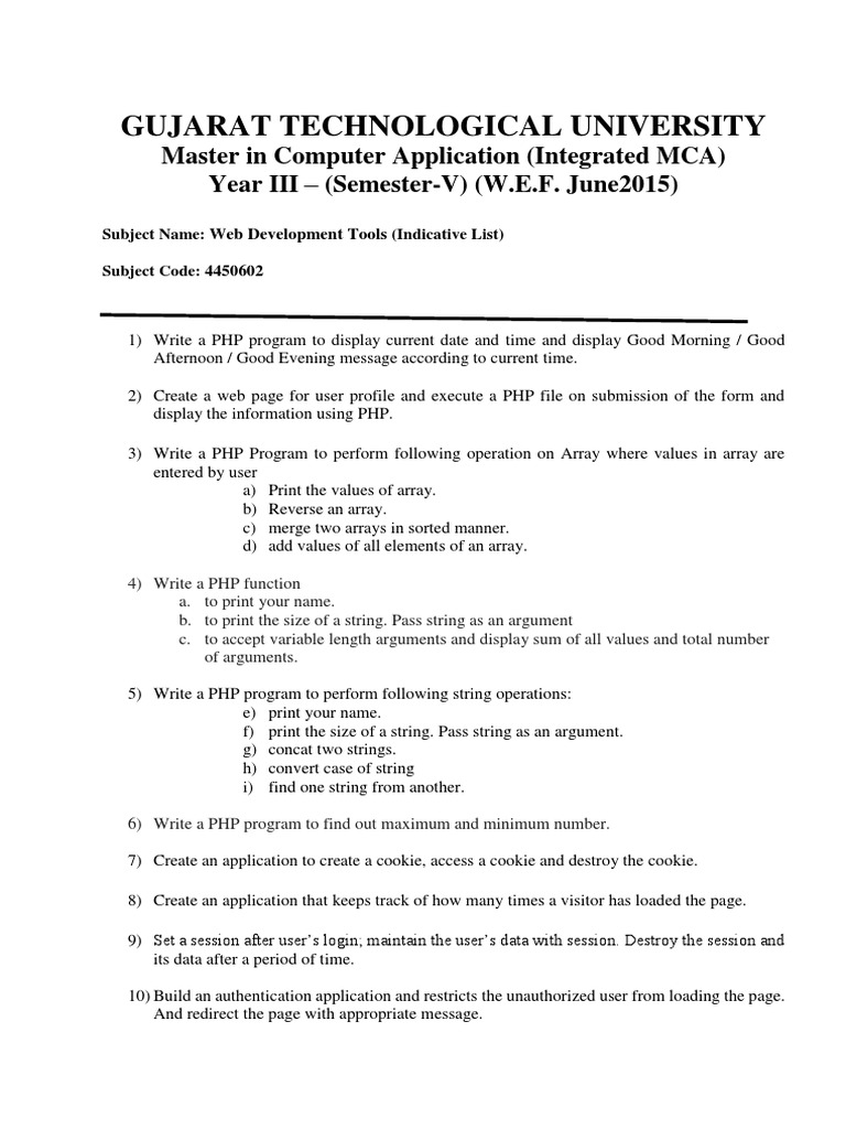 PHP Web Development Practical Exercises | PDF | Php | Http Cookie