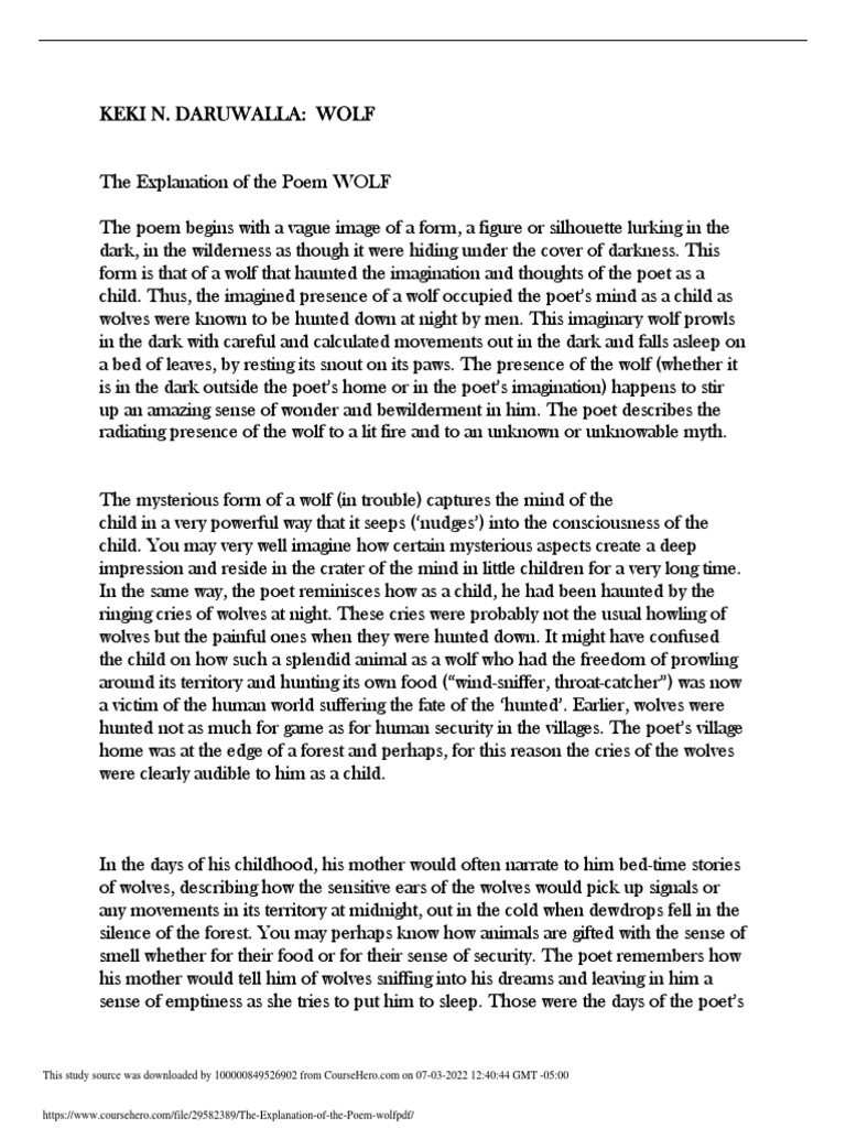 The_Explanation_of_the_Poem_wolf.pdf | PDF | Memory | Senses