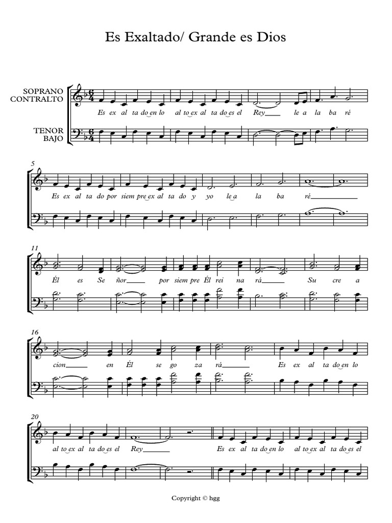 Es Exaltado Grande Es Dios | PDF