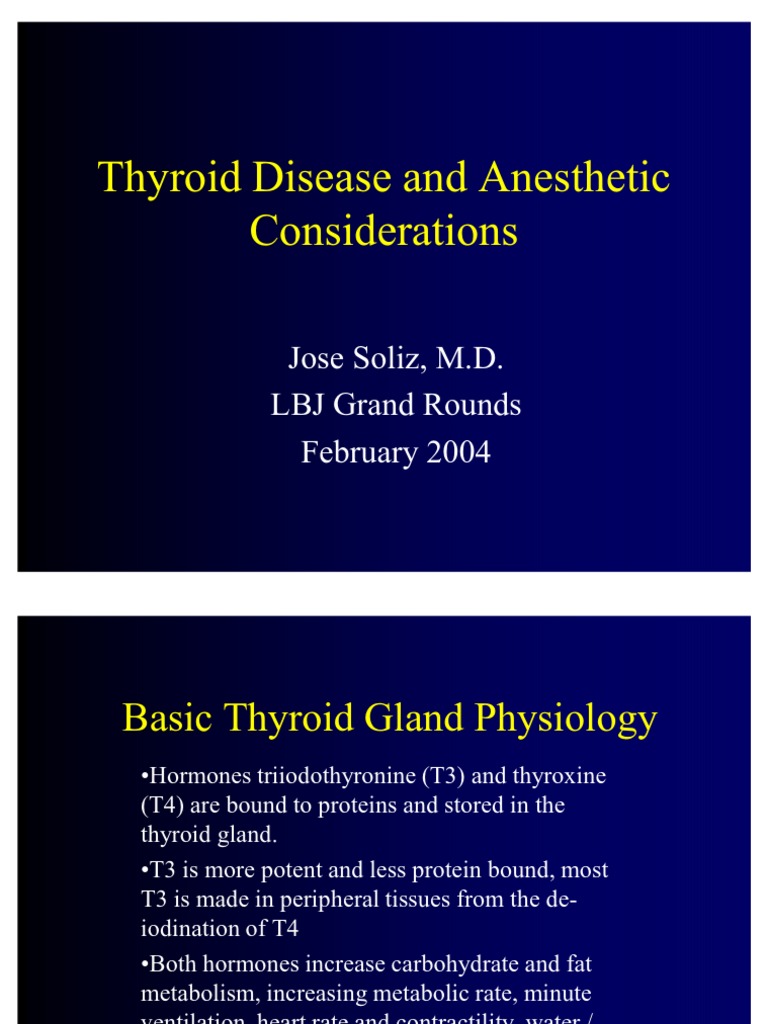 Thyroid Disease Anesthetic Considerations | PDF | Hyperthyroidism ...
