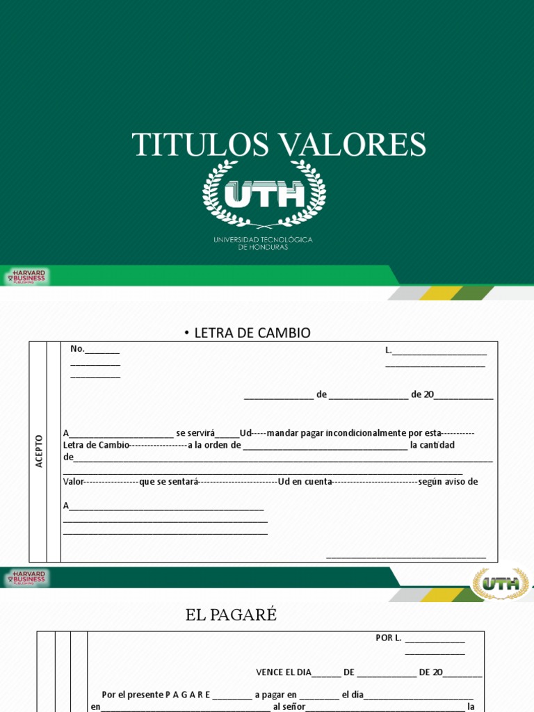 Formatos de Titulos Valores | PDF | Dinero | Servicios financieros