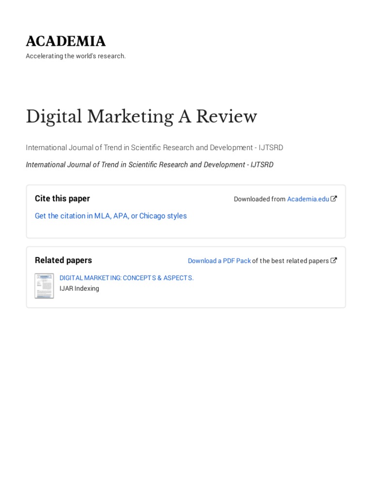 Digital Marketing A Review: Cite This Paper | PDF | Digital Marketing ...
