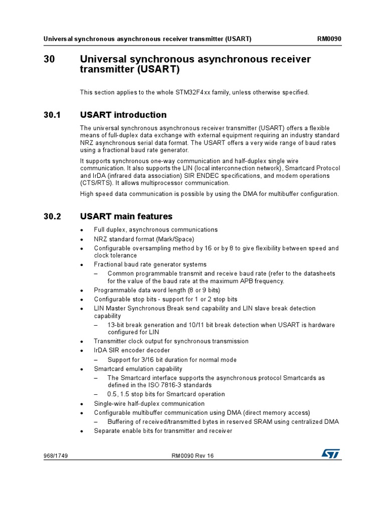 USART Unversal Synchronous Asyn Rece Tran stm32f4xxx | PDF | Duplex ...