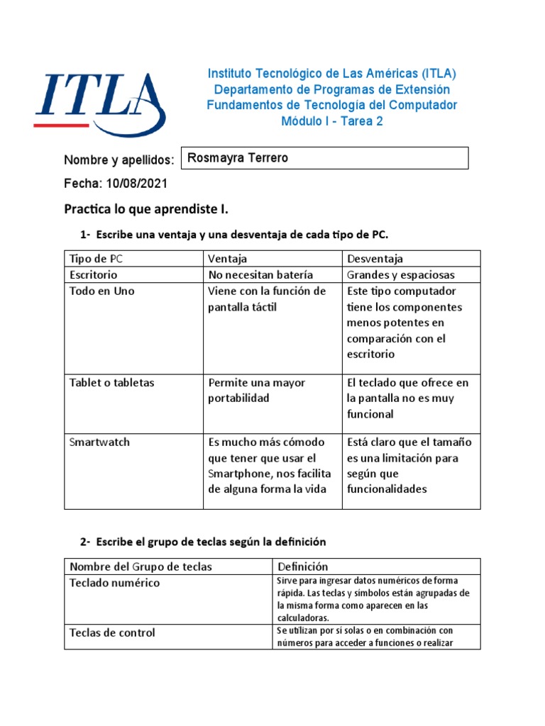 Tarea 2 Modulo 1 | PDF | Tableta | Teclado
