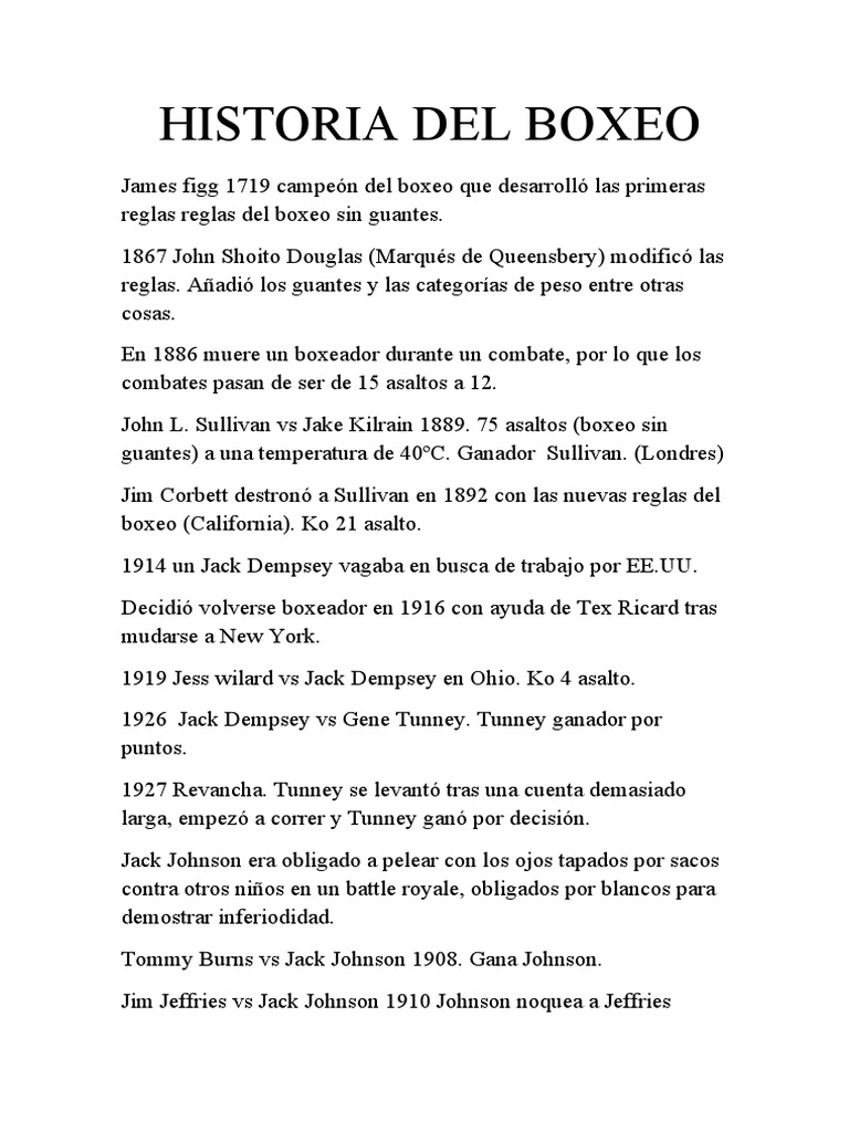Historia Del Boxeo | PDF