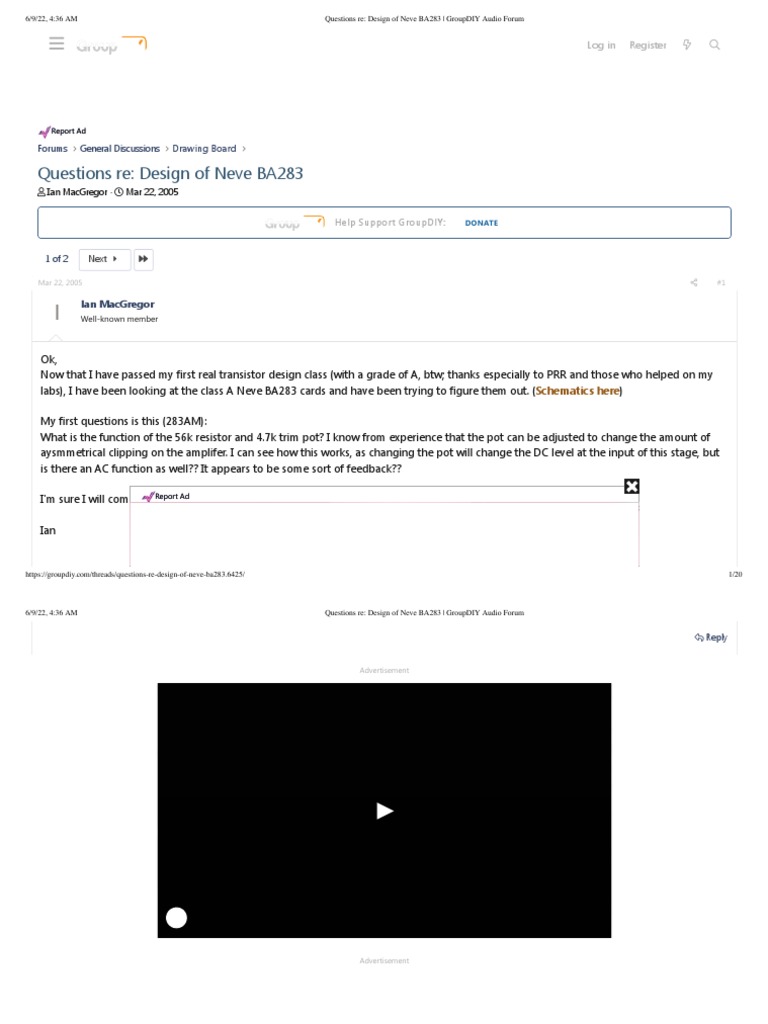 Questions Re - Design of Neve BA283 | PDF | Amplifier | Electrical ...