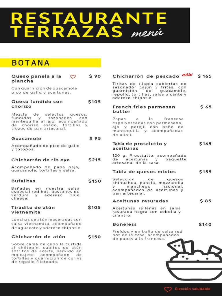 Menu Comida Terrazas | PDF | Pizza | ensalada