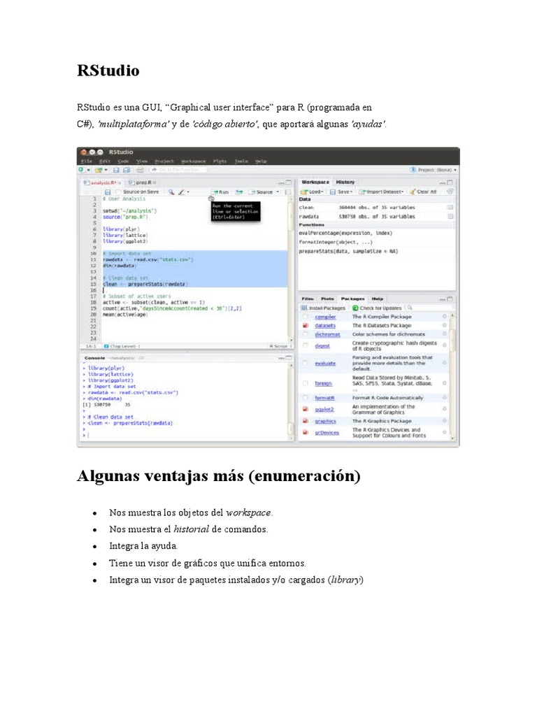 Investigación de RStudio (Ventajas) | PDF