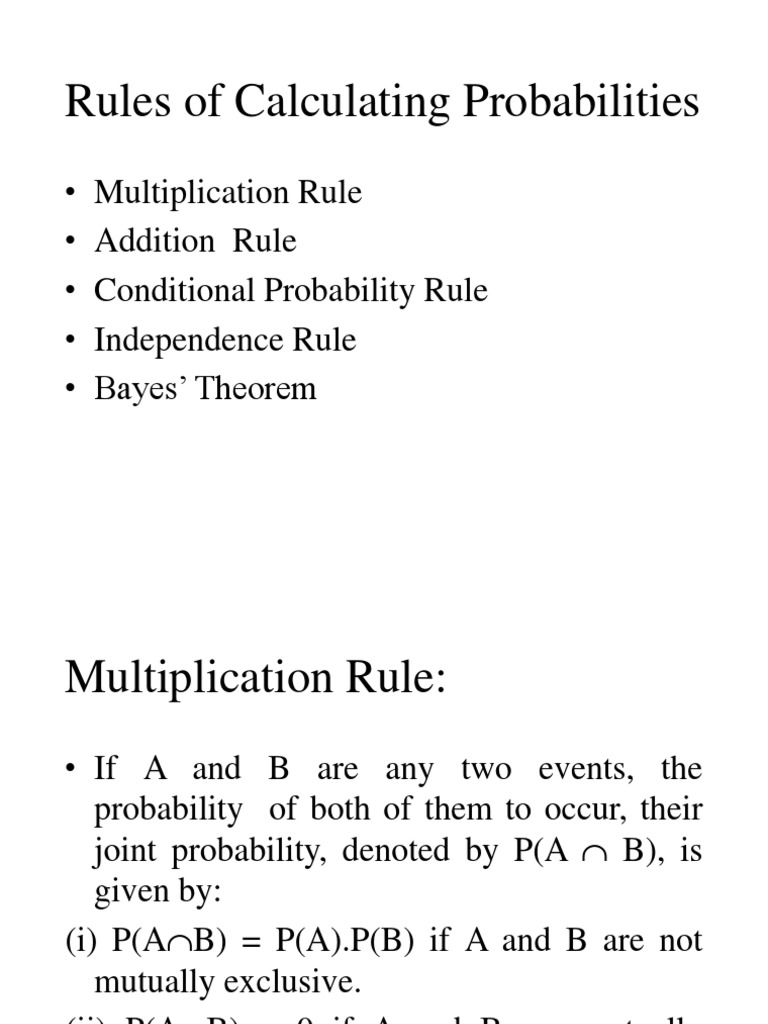 Rules of Calculating Probabilities | PDF | Probability | Epistemology ...