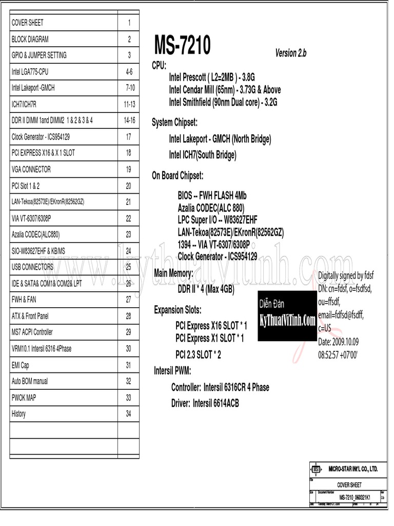 Msi ms-7210 Rev 2b SCH | PDF | Computing | Electronic Engineering