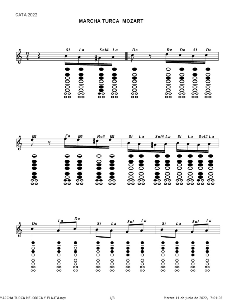 Marcha Turca Melodica Flauta PDF Completo | PDF