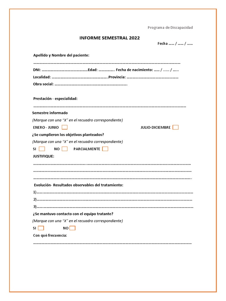 Modelo - Informe - Semestral - Evolutivo - Año - 2022 MEDIFE | PDF