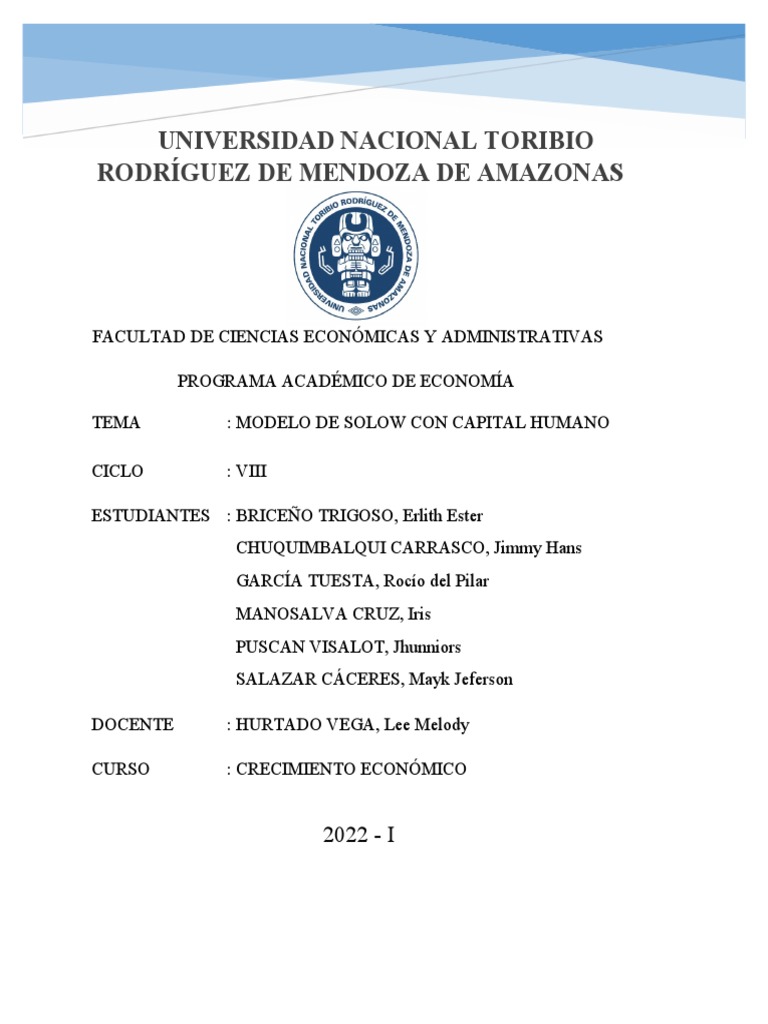 Informe Modelo de Solow Capital Humano | PDF | Crecimiento económico | Capital humano