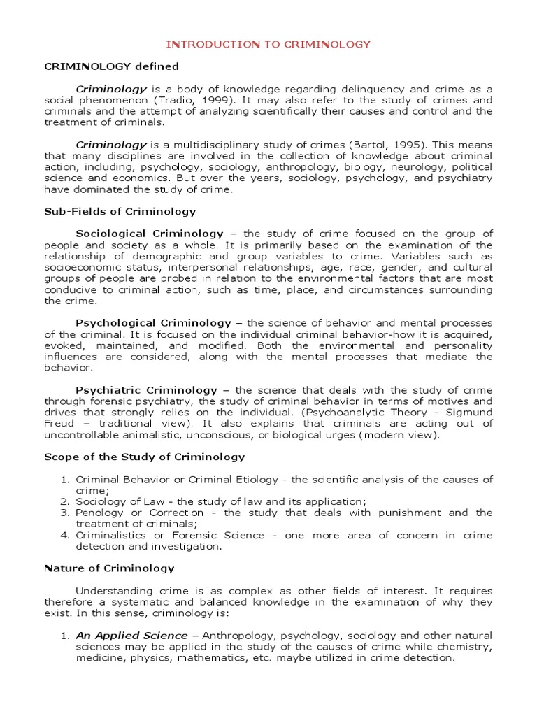 Introduction To Criminology II | PDF | Organized Crime | Criminology