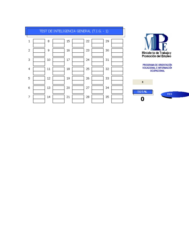 Resultados del Test de Inteligencia TIG-1 | PDF
