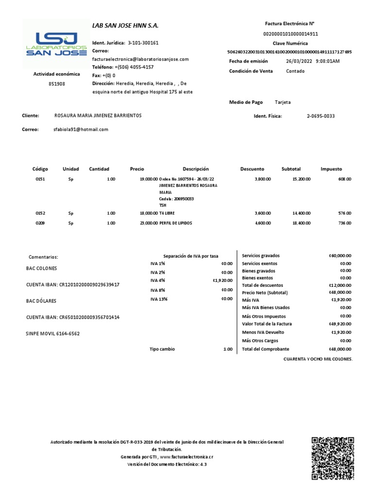Factura Laboratorio | PDF | Factura | Pagos