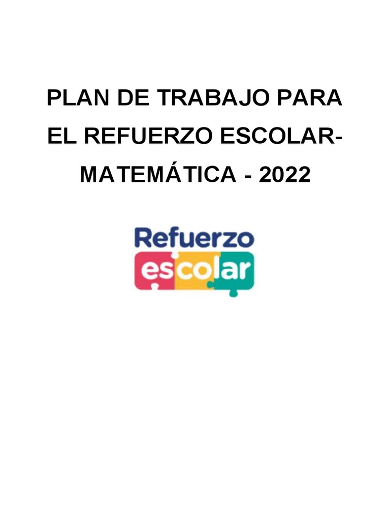 Plan de Refuerzo Escolar-Sugerido | PDF | Evaluación | Educación primaria