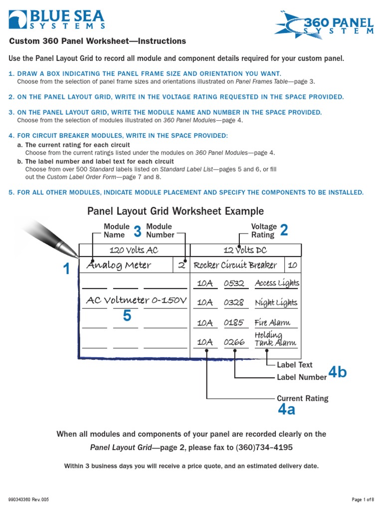 Blue Sea Panel 360 Custom Worksheet | PDF | Switch | Electrical Engineering