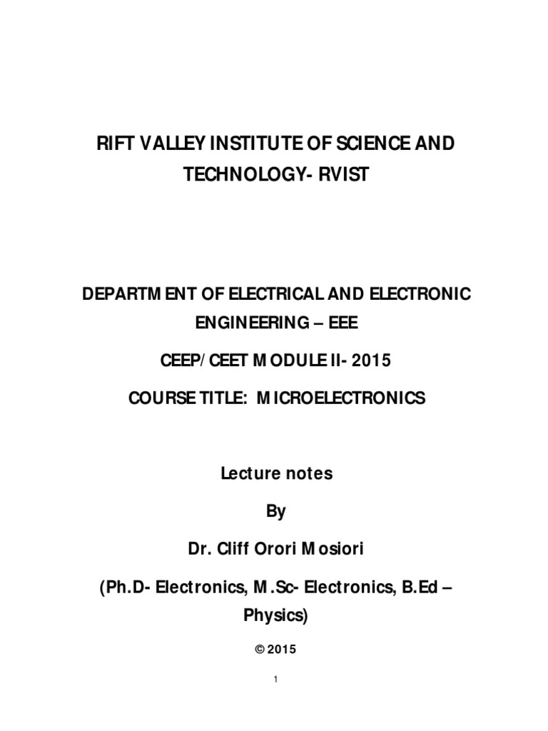 Rift Valley Institute of Science and Technology-Rvist | PDF | Central ...