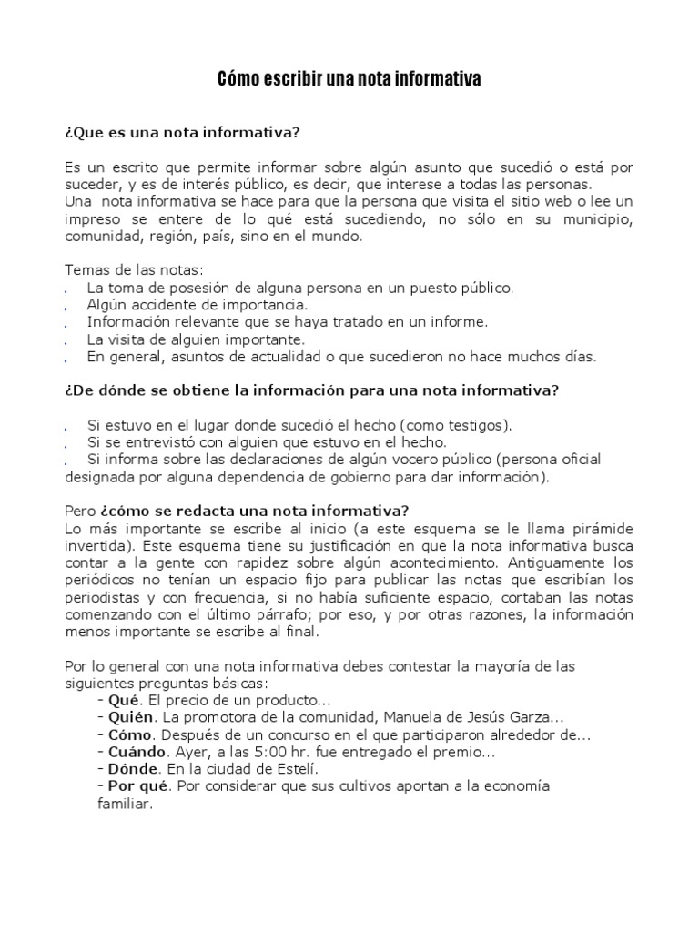 Como Redactar Nota Informativa | PDF | María, madre de Jesús | México