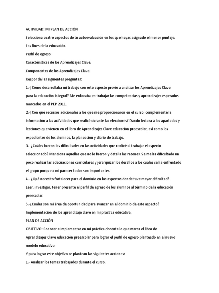 Mi Plan de Accion | PDF | Educación de la primera infancia ...