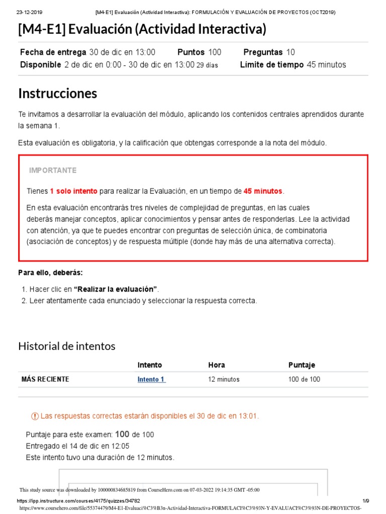 M4 E1 Evaluaci N Actividad Interactiva FORMULACI N Y EVALUACI N DE PROYECTOS OCT2019 PDF | PDF ...