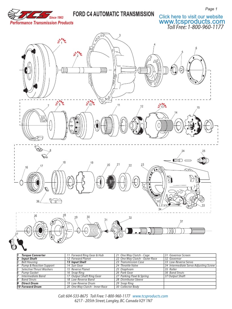 Ford C4 Transmission Parts Overview | PDF | Transmission (Mechanics ...