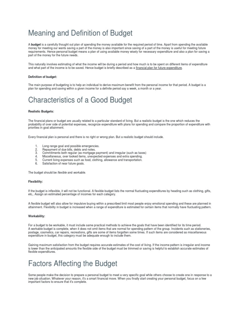 Understanding Budget: Meaning & Definition | PDF | Budget | Income