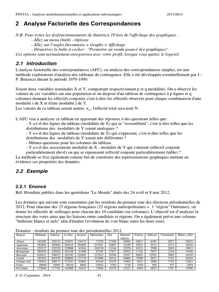 Analyse Factorielle des Correspondances | PDF | Mathématiques | Enseignement des mathématiques