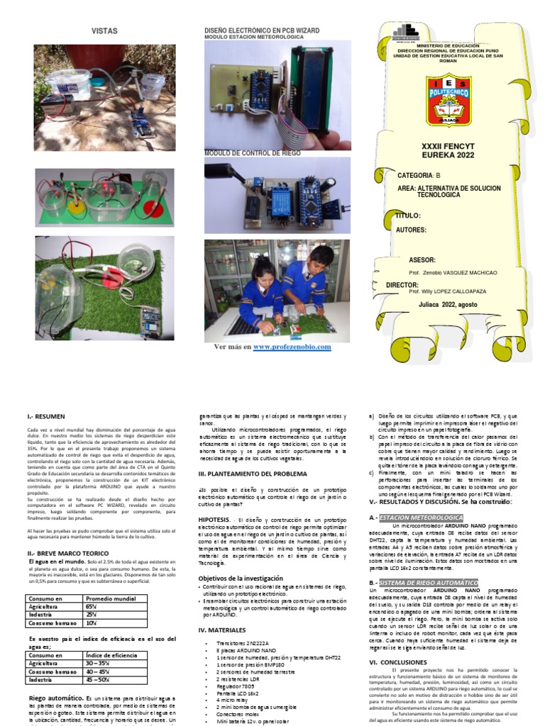 Triptico - Fencyt 2022 | PDF | Riego | Arduino
