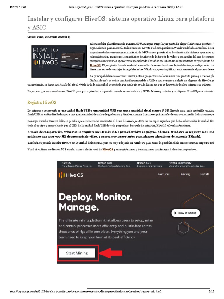 Instalar y Configurar HiveOS - Sistema Operativo Linux para Plataformas de Minería GPU y ASIC ...