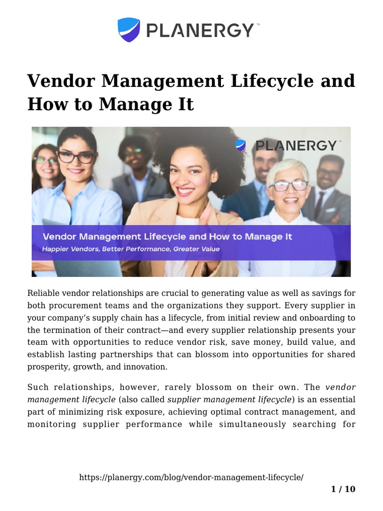 Vendor Management Lifecycle and How To Manage It | PDF | Procurement ...