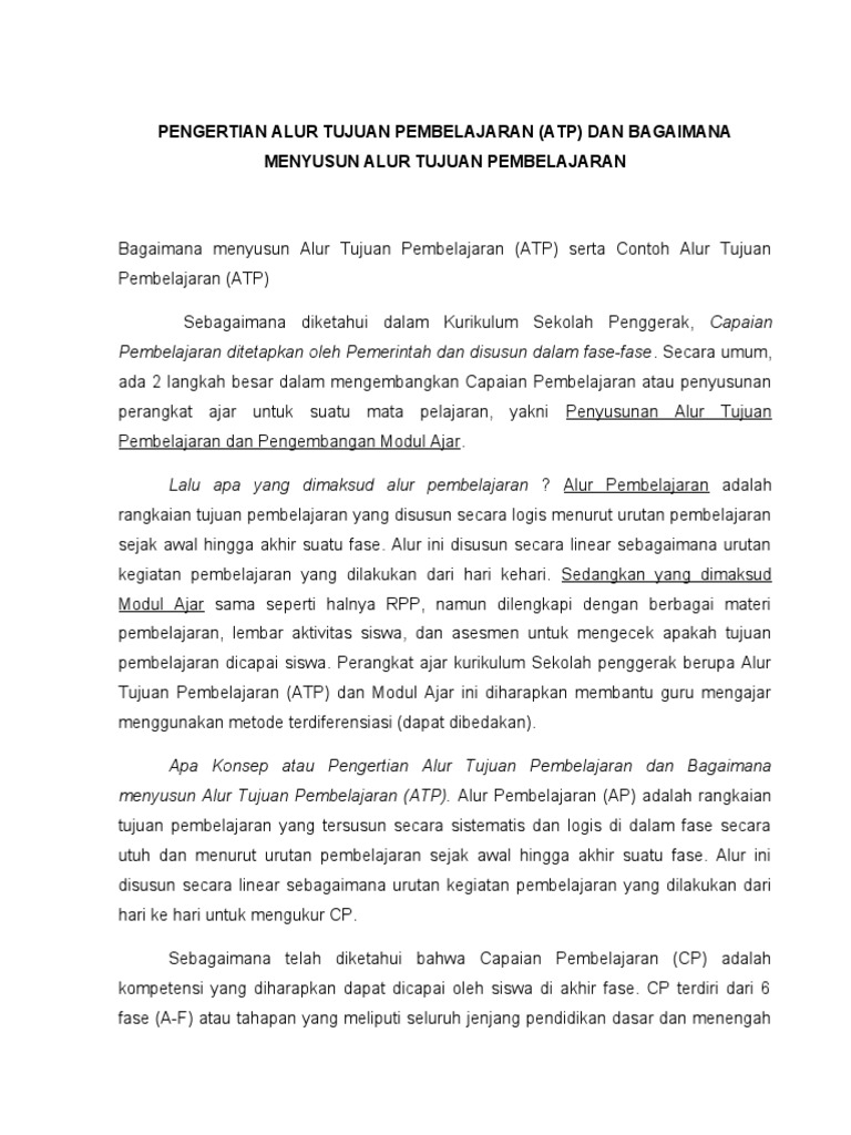 Penyusunan Alur Tujuan Pembelajaran (ATP) | PDF | Karier & Perkembangan