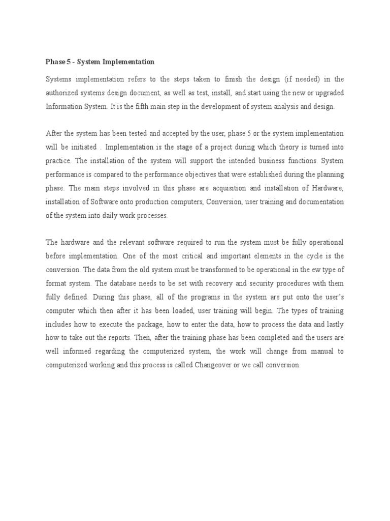 ICT-Phase 5 System Implementation | PDF | System | Implementation