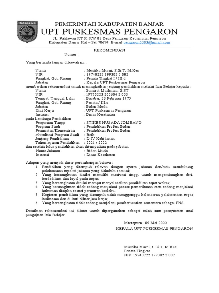 Form Rekom Kapus | PDF