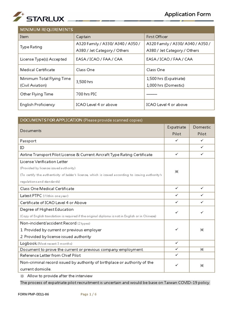Application Form: Minimum Requirements | PDF | Federal Aviation ...