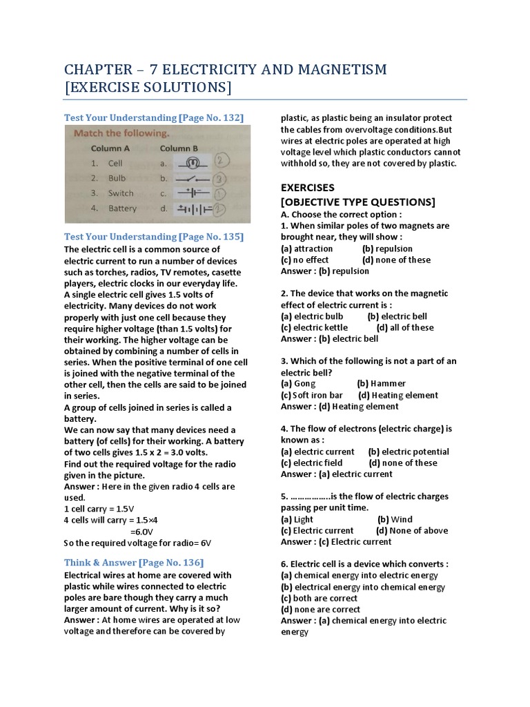 Electricity and Magnetism Exercises | PDF | Electric Current | Electricity