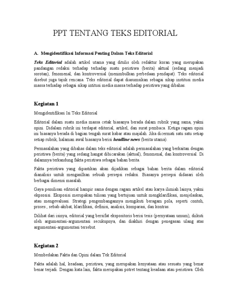Tentang Teks Editorial | PDF