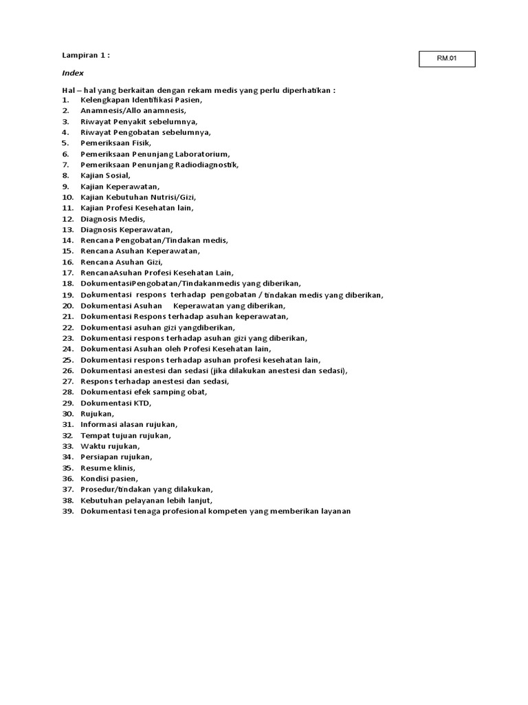Form Rekam Medis Lengkap | PDF