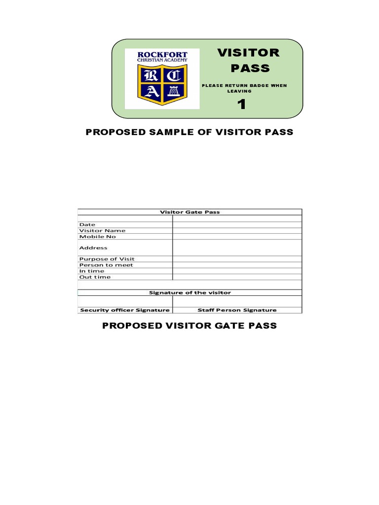 Proposed Sample of Visitor Pass and CR Pass | PDF | Young Adult