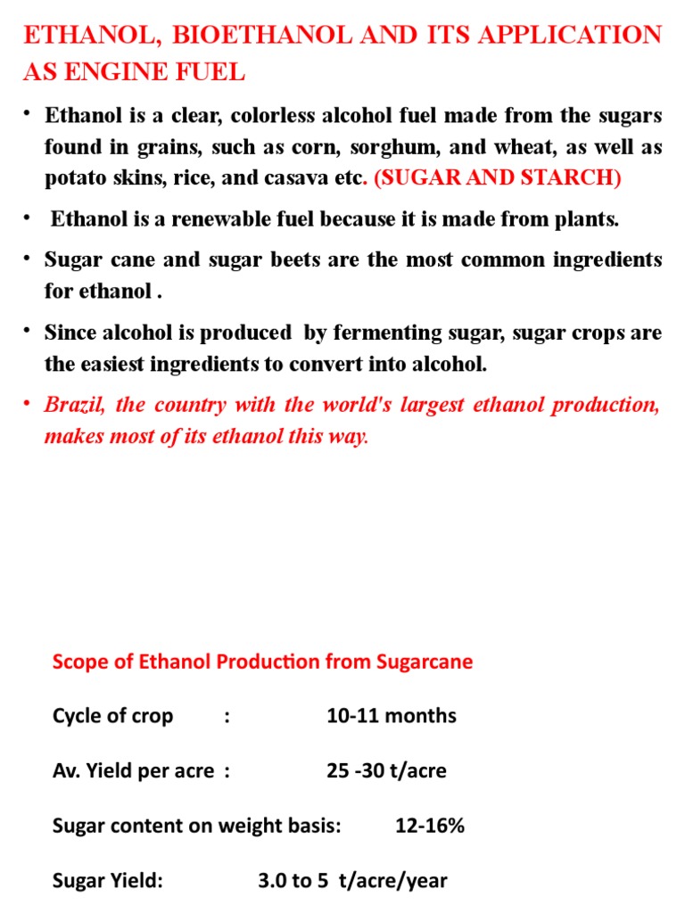 Ethanol, Bioethanol and Its Application As Engine Fuel | PDF | Ethanol ...