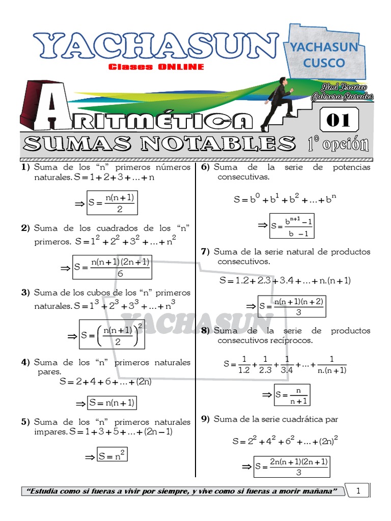 001 Sumas Notables | PDF | Matemáticas