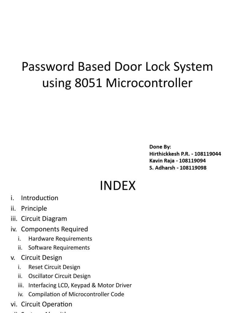 Password Based Door Lock System Using 8051 Microcontroller | PDF ...