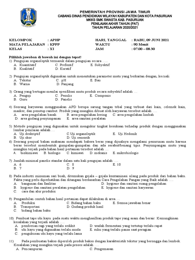 Soal KPPP XI APHP | PDF