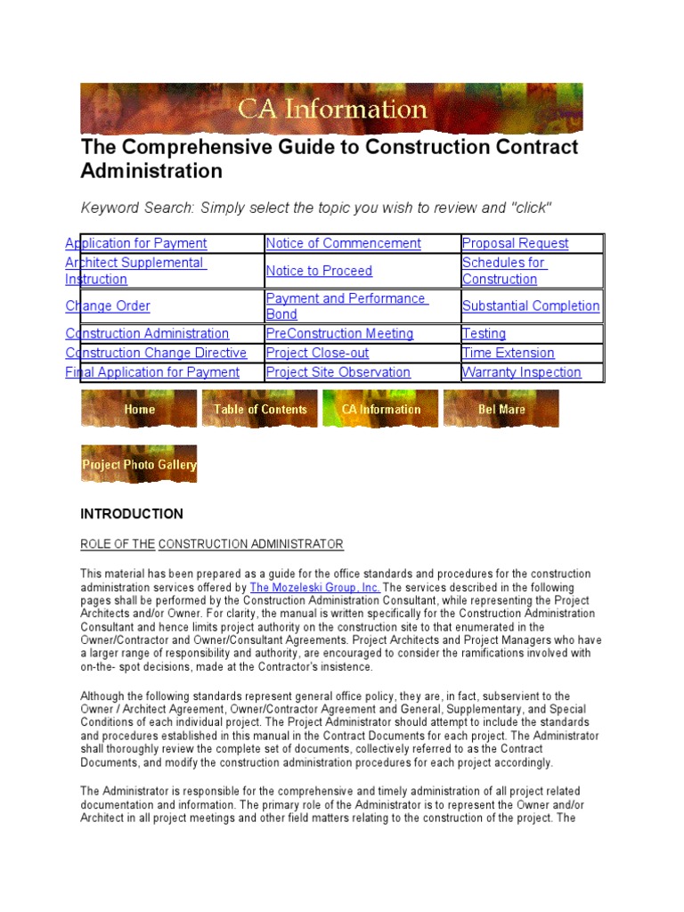 The Comprehensive Guide To Construction Contract Administration | PDF ...